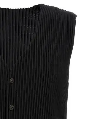 Issey Miyake Pleated Waistcoat - Black