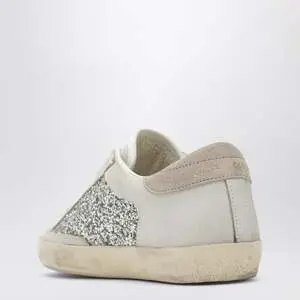 GOLDEN GOOSE White/platinum Glitter Super-star Sneakers - Silver