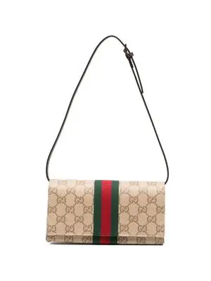Gucci Gg Supreme Web Detail Mini Pouch - Multicolor