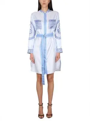 Burberry Silk Chemisier Dress - Blue