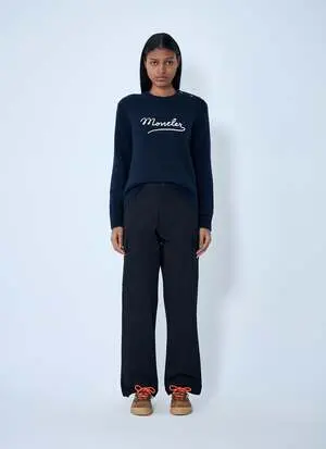Moncler Embroidered Logo Wool Sweater - Black
