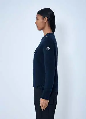Moncler Embroidered Logo Wool Sweater - Black