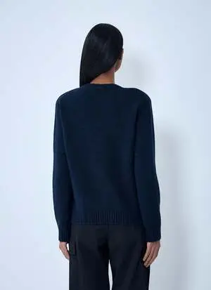 Moncler Embroidered Logo Wool Sweater - Black