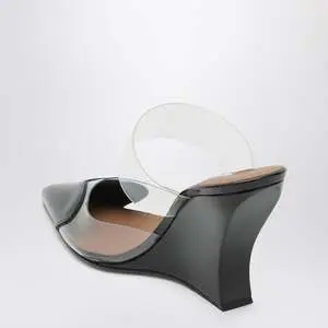 Alaïa Patent Leather Le Coeur Wedge Mules - Black