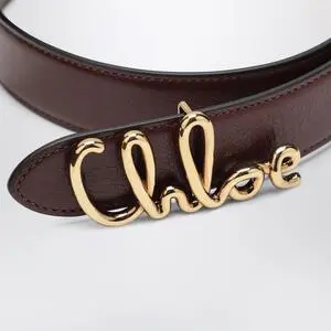 Chloé Leather Belt With Logo Buckle - Brown