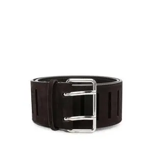 Alaïa ALAÏA Suede Cut-Out Belt Brown