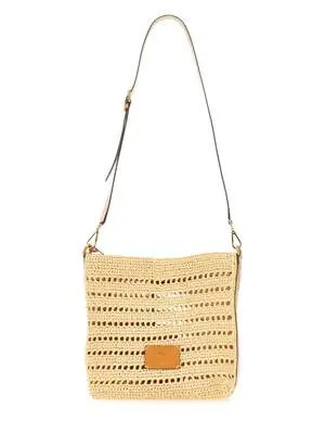 Etro Perforated Raffia Shoulder Bag - Cream