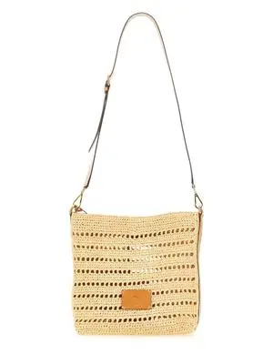 Etro Perforated Raffia Shoulder Bag - Cream