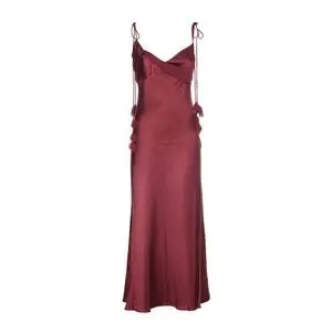 SELF-PORTRAIT Satin Flower Midi Dress - Red