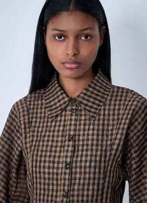 GANNI Crinkle Peplum Shirt