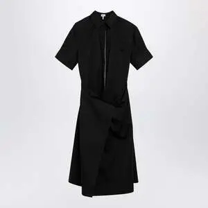 Loewe Cotton Gabardine Midi Shirt Dress - Black
