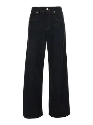 Brunello Cucinelli Denim Jeans With Logo Patch - Multicolor
