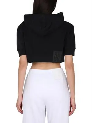 Raf Simons Logo Embroidery Drawstring Hood Sweatshirt - Black