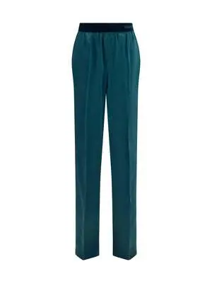 TOM FORD Stretch Silk Satin Pants - Blue