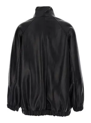 Brunello Cucinelli High Collar Leather Jacket - Multicolor