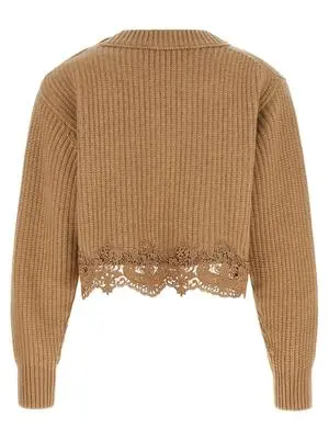 Chloé Cropped Lace Sweater - Cream