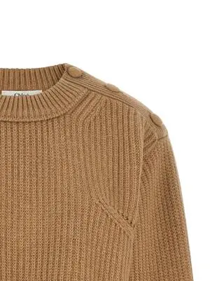 Chloé Cropped Lace Sweater - Cream