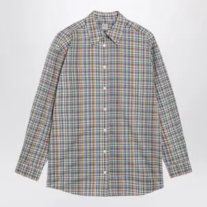 TOTEME Oversized Checked Shirt In /orange Organic Cotton - Blue