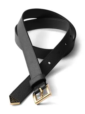 Prada Saffiano Leather Belt With Enameled Triangle Logo