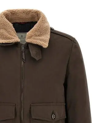 Brunello Cucinelli Waterproof Shearling-collar Bomber Jacket - Brown