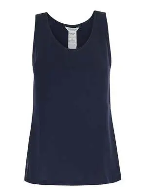 Max Mara Pavido' Blue Sleeveless Top With Round Neck And Tone-on-tone Logo Embroidery On The Front In Silk For - Multicolor