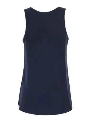 Max Mara Pavido' Blue Sleeveless Top With Round Neck And Tone-on-tone Logo Embroidery On The Front In Silk For - Multicolor