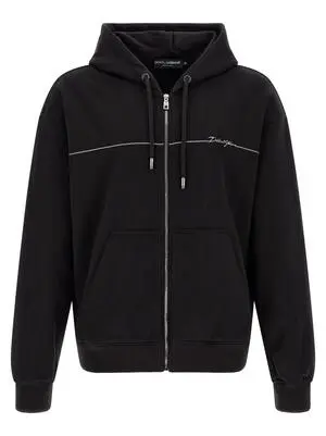 Dolce & Gabbana Logo Embroidery Hoodie - Black