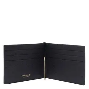 FERRAGAMO Gancini Wallet With Clip - Black