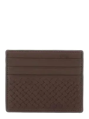Dragon Diffusion Card Holder With Woven Design In Leather For - Brown