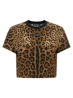 Dolce & Gabbana DOLCE & GABBANA Leo Cropped T-shirt Brown