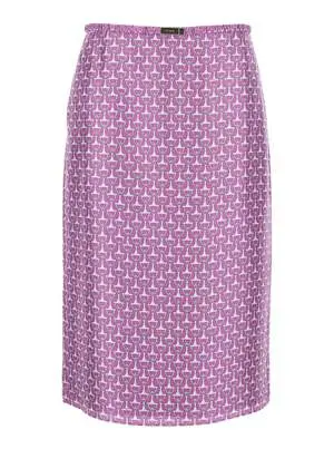 Gucci Purple Skirt With Front Logo Patch And All-over Print For - Multicolor