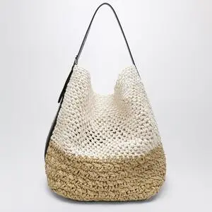 TOTEME Tote Bag With Belt Detail In Ecru Raffia - Cream