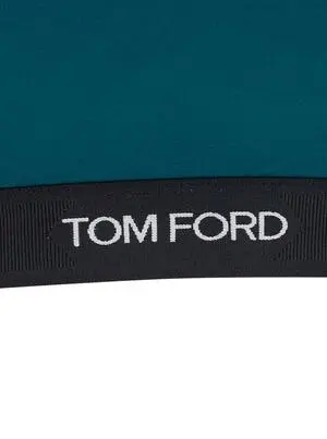 TOM FORD Tech Fabric Square Neckline Top With Logo Lettering - Green