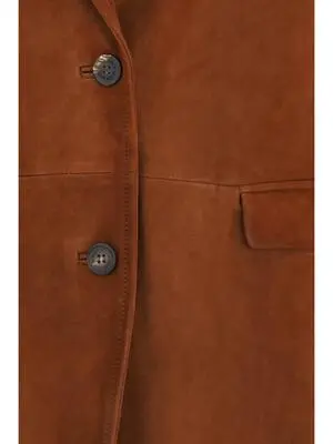 GOLDEN GOOSE Single-breasted Leather Jacket - Brown