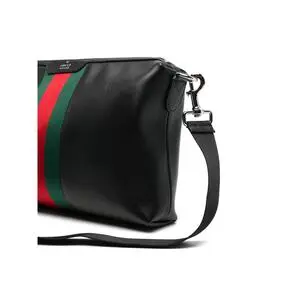 Gucci Calf Leather Messenger Bag With Web Detail