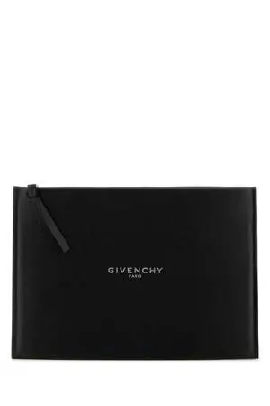Givenchy Leather Large Antigona Stamped Clutch - Black