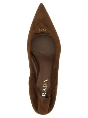 Prada Suede Pointed Pumps - Brown