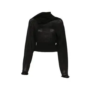 Rick Owens Knitted Draped Neck Long Sleeves Top