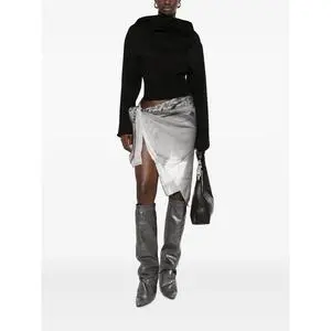 Rick Owens Knitted Draped Neck Long Sleeves Top
