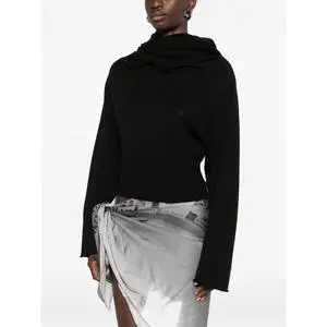 Rick Owens Knitted Draped Neck Long Sleeves Top