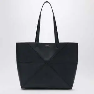 Loewe Medium Puzzle Fold Tote Bag In Navy Leather