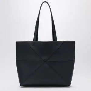 Loewe Medium Puzzle Fold Tote Bag In Navy Leather