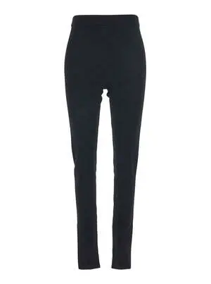 Gucci Black Leggings With Ribbed Waist And All-over Gg Embroidery In Viscose Blend - Multicolor