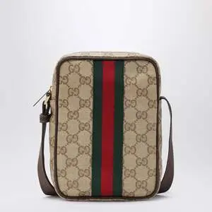 Gucci Mini Gg Bag With Web Stripe In Sand Beige Coated Fabric - Cream