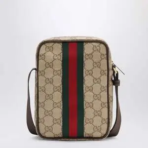 Gucci Mini Gg Bag With Web Stripe In Sand Beige Coated Fabric
