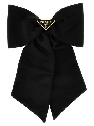 Prada Re-nylon Bow Hair Clip - Black