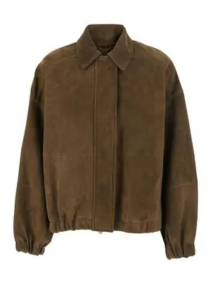 Brunello Cucinelli BRUNELLO CUCINELLI Suede Jacket With Classic Collar Multicolor
