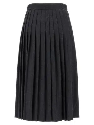 Prada Pleated Wool Midi Skirt
