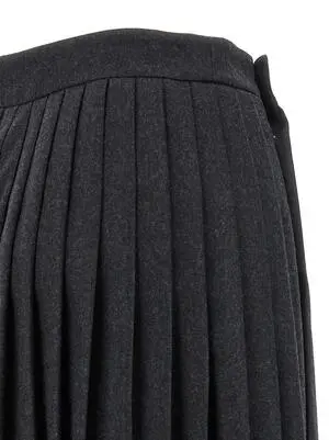 Prada Pleated Wool Midi Skirt