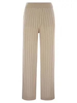 Brunello Cucinelli Cashmere Knit Trousers - Cream